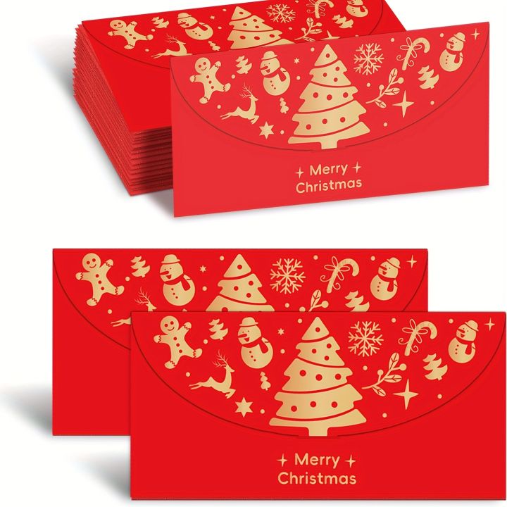 5/10pcs Bulk Golden Foil Red Cash Envelopes - Self-Sealing Money ...