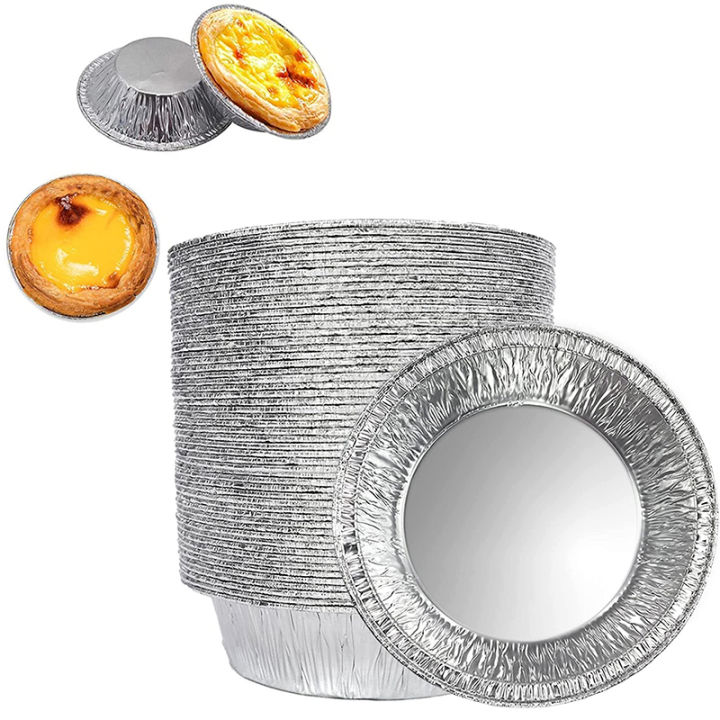 LMETJMA 100Pcs Silver Aluminum Foil Tart Pan Disposable Mini Pie Tins ...