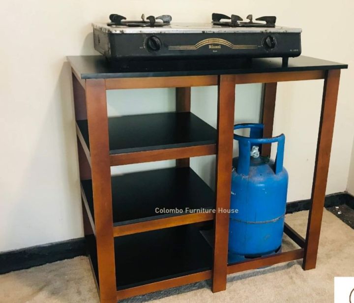 Wooden Gas Stove Stand With Three Shelf | Daraz.com.bd