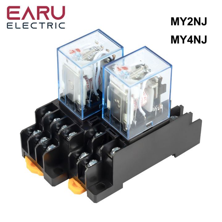 5A MY2NJ MY4NJ Relay Coil General DPDT Micro Mini Electromagnetic Relay Switch with Socket Base ...