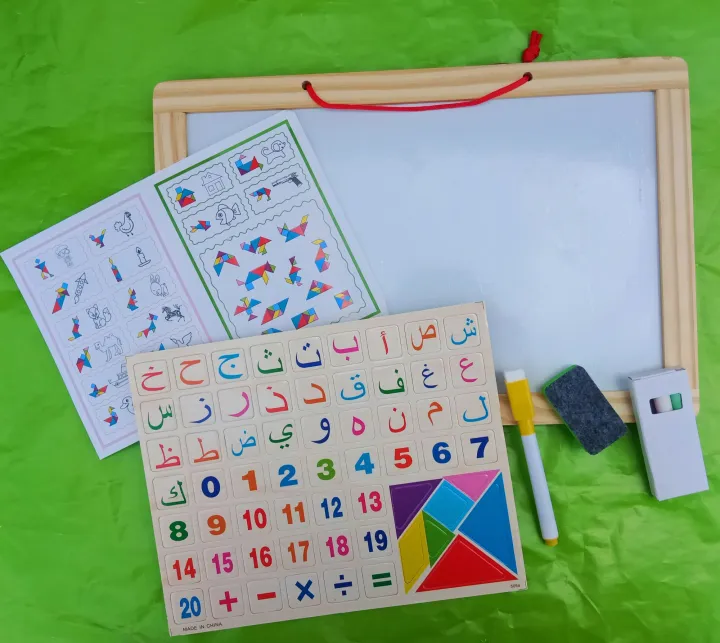 Magnetic Urdu Alphabet & Numbers mathematics & Tangram cards with Black ...