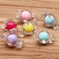 100 Pcs Acrylic Beads 8mm - Transparent Outer Shell with Pastel Colors ...