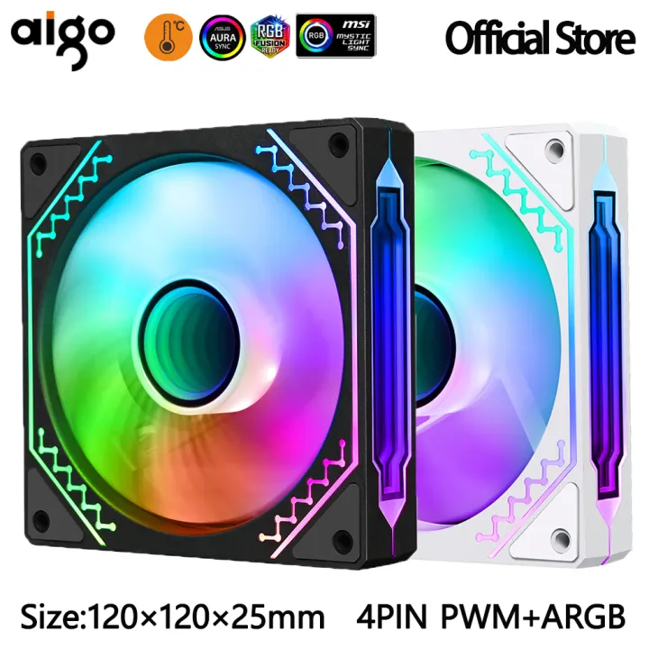 Aigo PC Case Fan Gamer Computer 120mm RGB Kit Fans 4PIN PWM Water ...