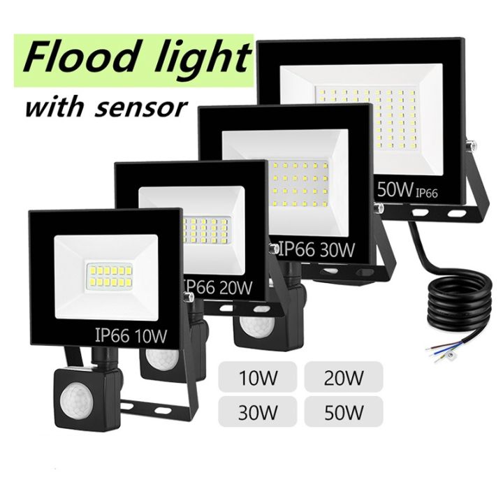 LED PIR Motion Sensor Floodlight Outdoor Wall Light White Light 100W 50W 30W 20W 10W IP66 ...