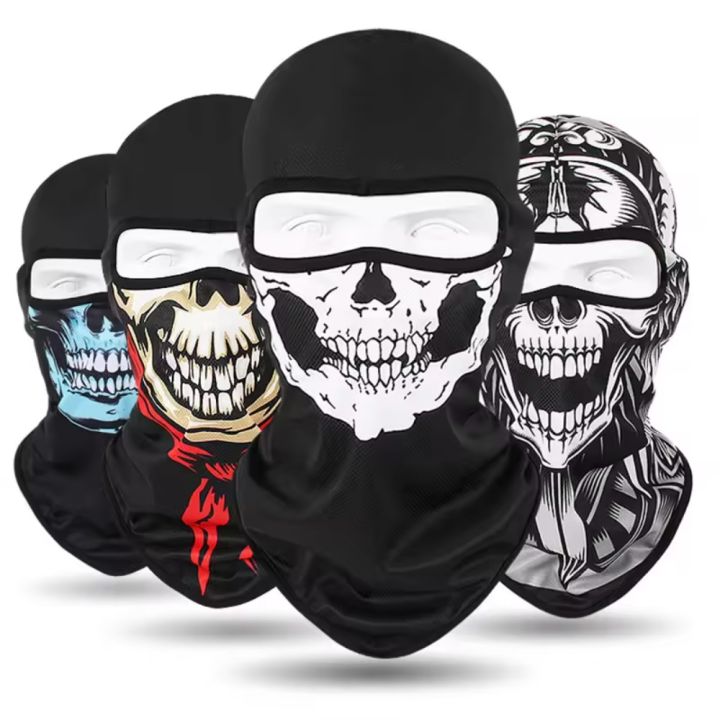 Halloween Skull Print Balaclava Cosplay Costume Ghost Full Face Bike Face Mask Outdoor ...