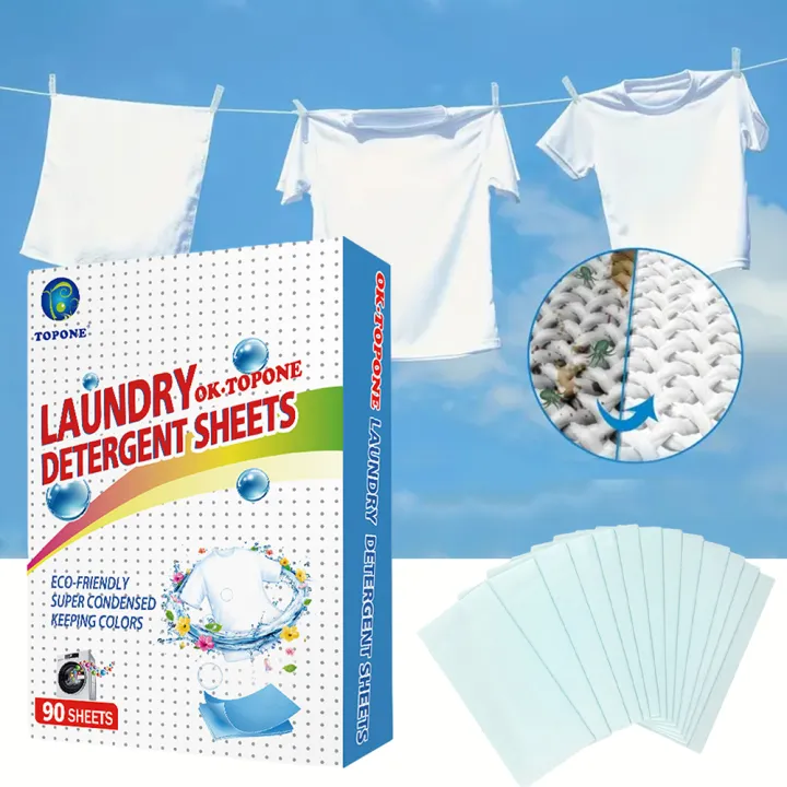 90 pcs Washer Sheets Detergent Laundry Sheets Eco-Friendly Laundry Soap ...