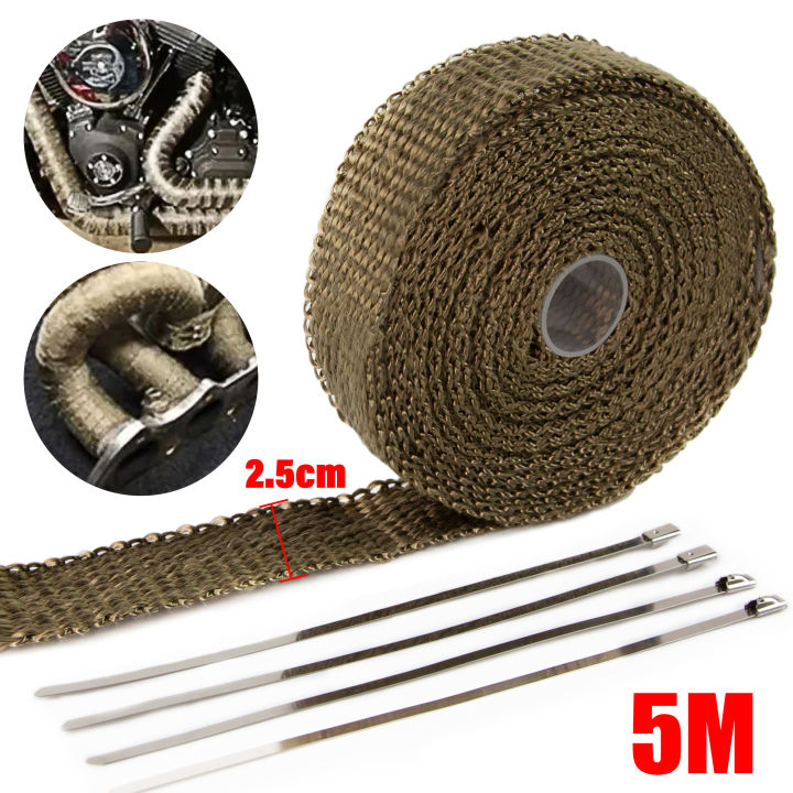 2.5x5M Exhaust Pipe Insulation Thermal Heat Wrap Roll Insulation Cotton ...