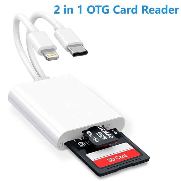 Type-C Lightning SD TF Card Reader 2-in-1 Memory Card Reader Dual ...
