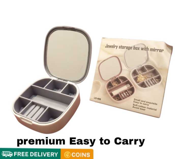 Premium small Carry Jewelry Box with mirror | Daraz.pk