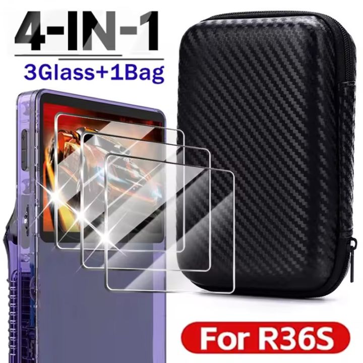 4 IN 1 Case+Glass for R36S Game Console Travel Carrying Storage Bag ...