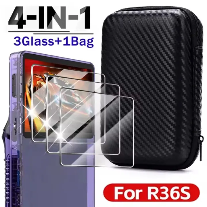 4 IN 1 Case+Glass for R36S Game Console Travel Carrying Storage Bag ...