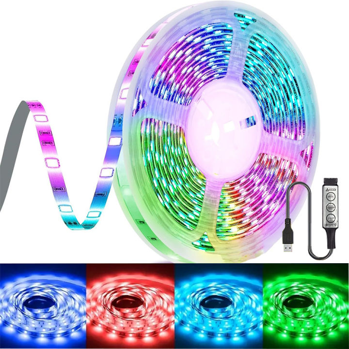 LED Strip Light, Bedroom RGB LED Lights with 3-Key Control, 5V for ...