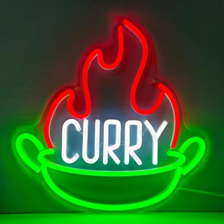 Curry Neon LED Sign for Indian Restaurant, Shop, and Cafe Wall Decor ...