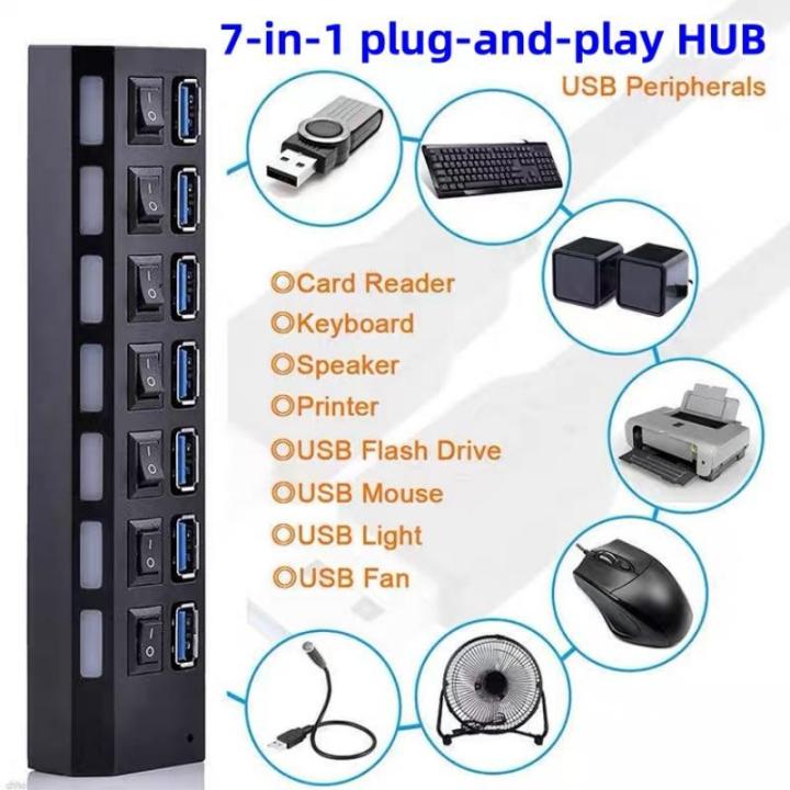 With Switch HUB 7-port USB Hub Computer USB Extension Hub One Drag ...