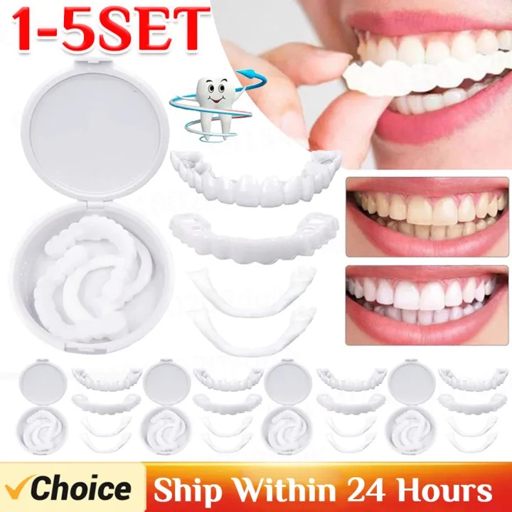 1-5Set Upper Lower Temporary Fit Fake Teeth Cosmetic Denture Smile ...