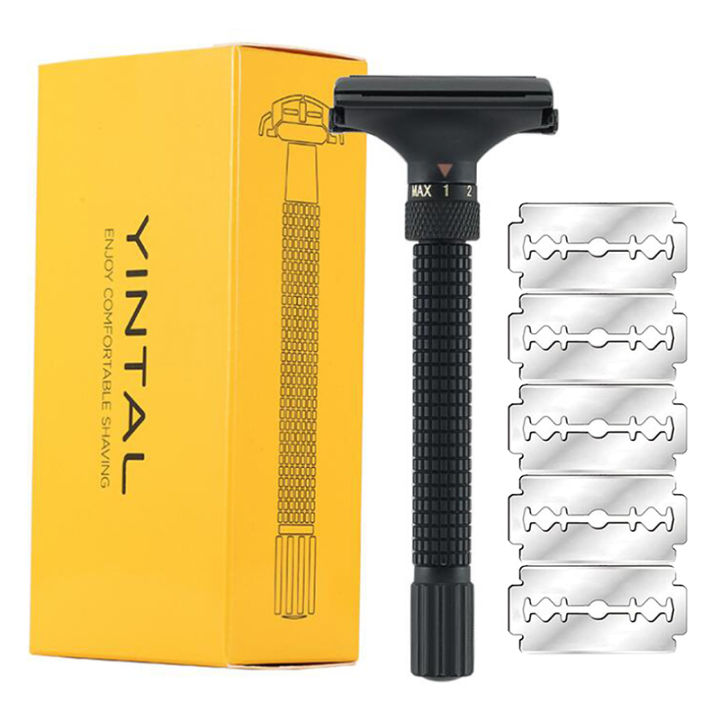 YINTAL New Adjustable Butterfly Open Double Edge Safety Razor Matte ...