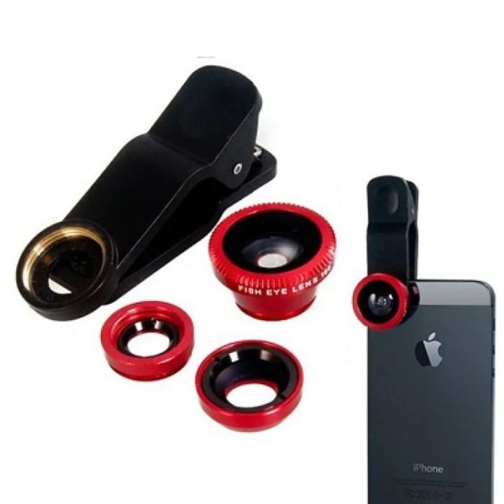 3 In 1 Universal Clip Camera Mobile Phone Lens Fish Eye + Macro + Wide ...