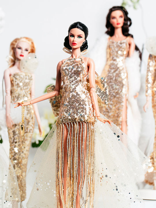 European Fashion Black Lace Golden Dress Set for 30cm 1/6 Anime BJD ...