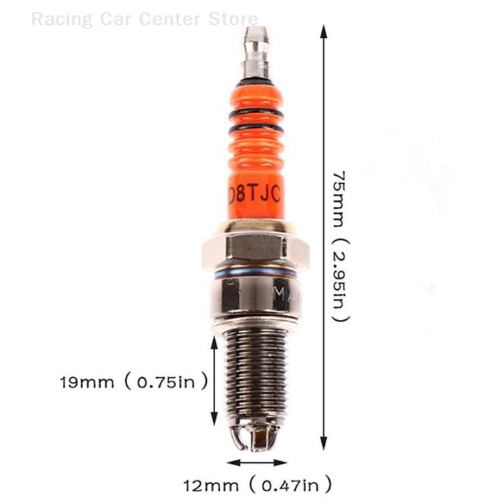 3-Prong D8TJC Motorcycle Spark Plug - 12mm Thread Diameter × 19mm Reach ...