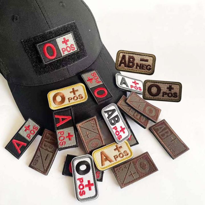 5*2.5CM Small Patch with Hook and Loop Blood Type A B AB O POS NEG ...