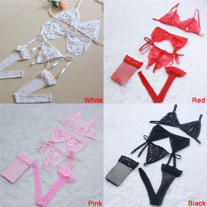 New Women Lingerie Set Lace Embroidery Push Up Bra Panties Sets Deep V Gather Top Sexy Underwear ...