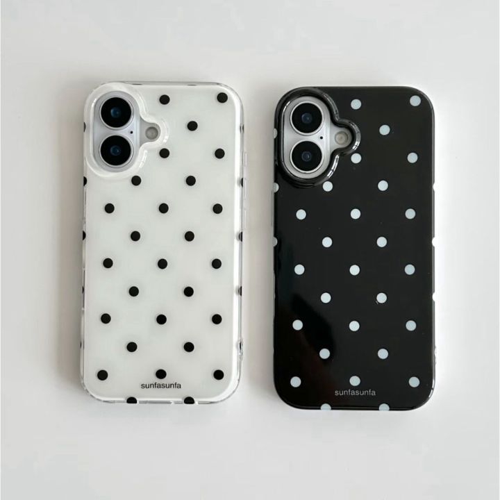 Japanese Black White Wave Point Phone Case For iPhone 17 Air 16 15 14 ...