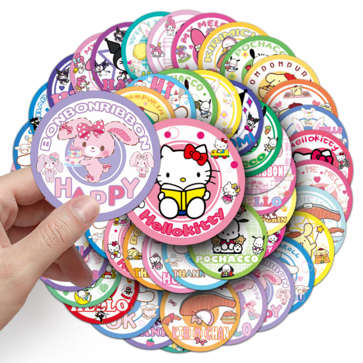 50pcs Round Shape Home Decorative Graffiti Stickers Cute Cinnamoroll ...
