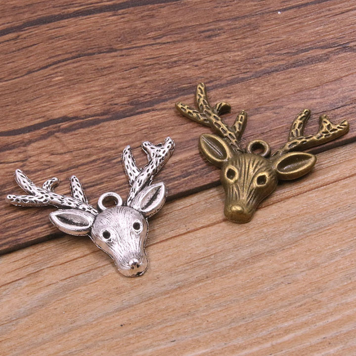 10Pcs 33*57mm 2022 New Two Color Deer Head Charms Christmas Animals ...
