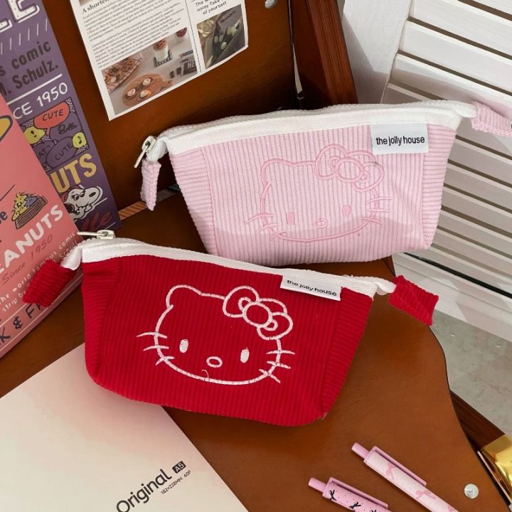 New Katie Cat High-Precision Cute Girl Pencil Bag Corduroy Large ...