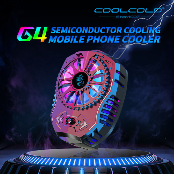 Coolcold phone cooler gaming RGB LED light 7 blade fan semiconductor cooling technology ...