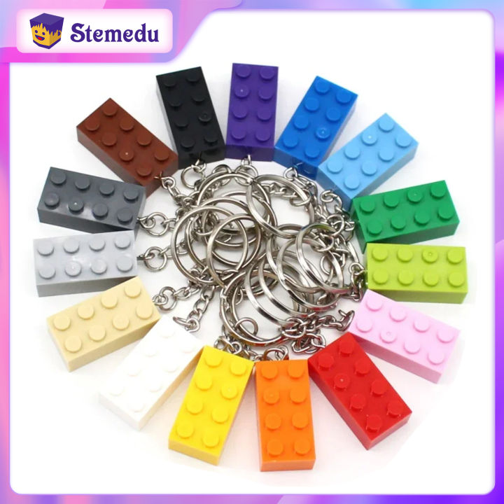 1PCS DIY MOC Brick Keychain Plate Thick Bricks 2x4 3001 Key Chain ...