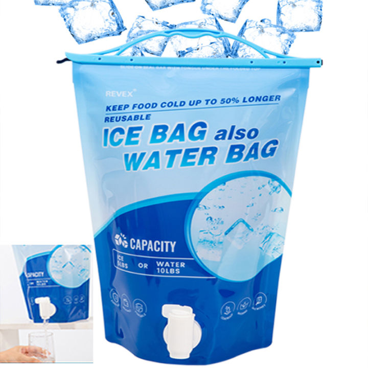 Reusable Leak proof Ice Bag, 5lb Ice Water for Camping,Hiking, Party ...