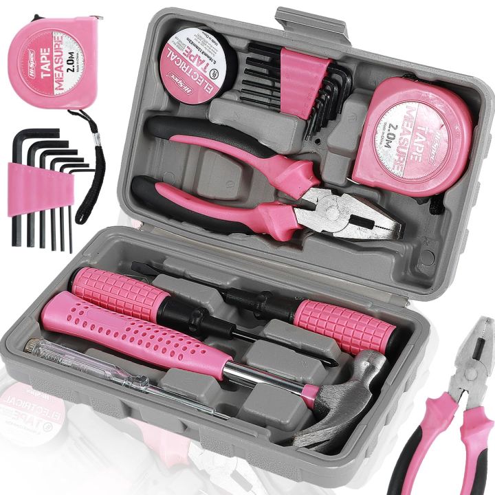 13Pcs Tool Set, Household Repair Tool Kit, Multi-Purpose Pink Home Hand ...