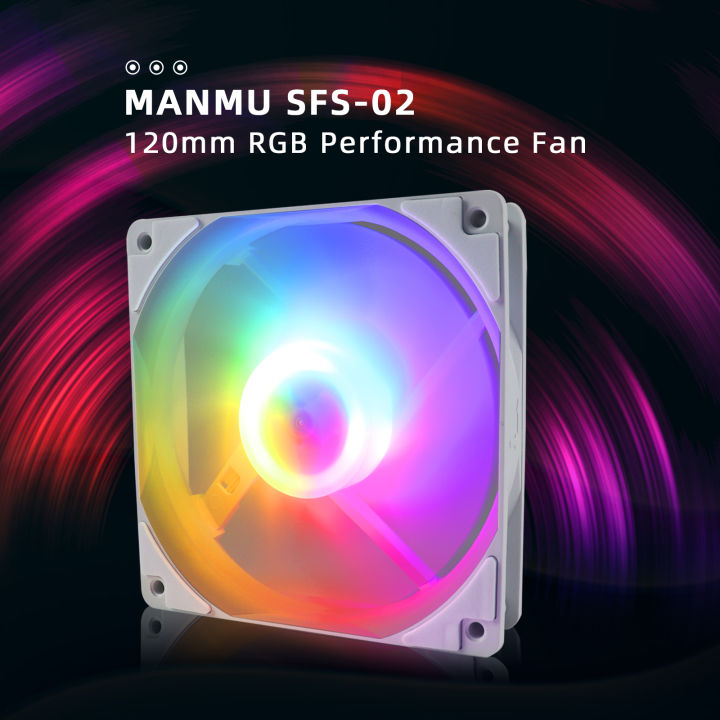 MANMU Case Cooling Fan 12cm Desktop Computer LED Lighted Mute RGB Fan ...