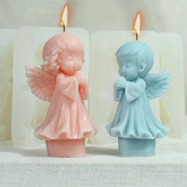 Winged Angel Silicone Candle Mold DIY Boy Girl Soap Resin Plaster ...