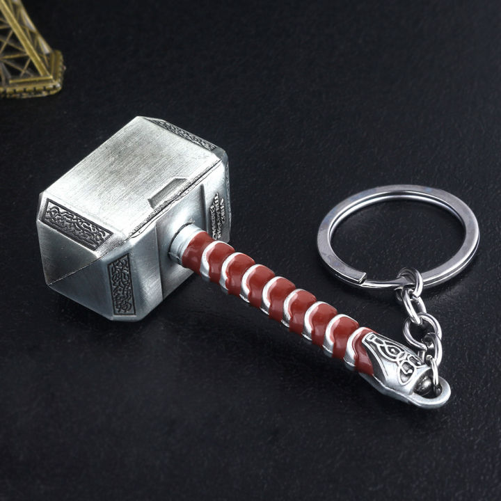 Thor Hammer Metal Keychain Movie Key Ring Cosplay Prop Key Holder For ...
