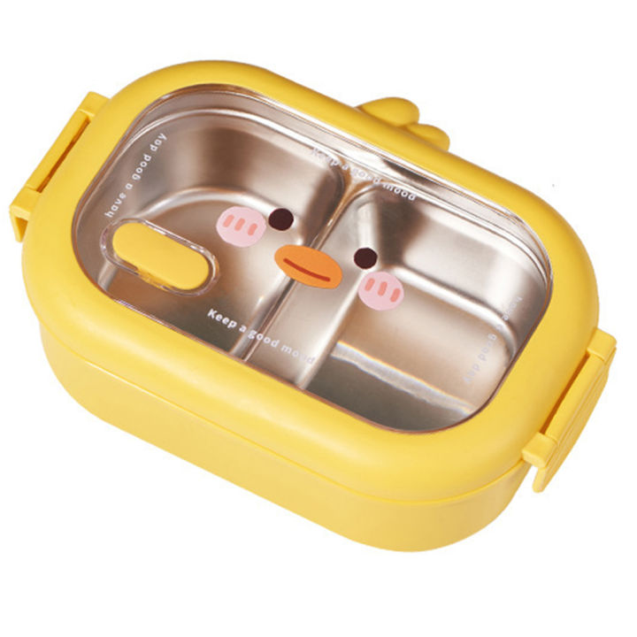 Stainless Steel Kids School Kawaii Bento Box 2 Cells Compartment Meal ...