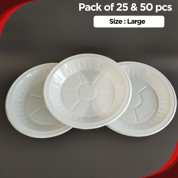 Disposable Plastic Plates Reusable Large Size | Pack of 25 & 50 Pcs ...