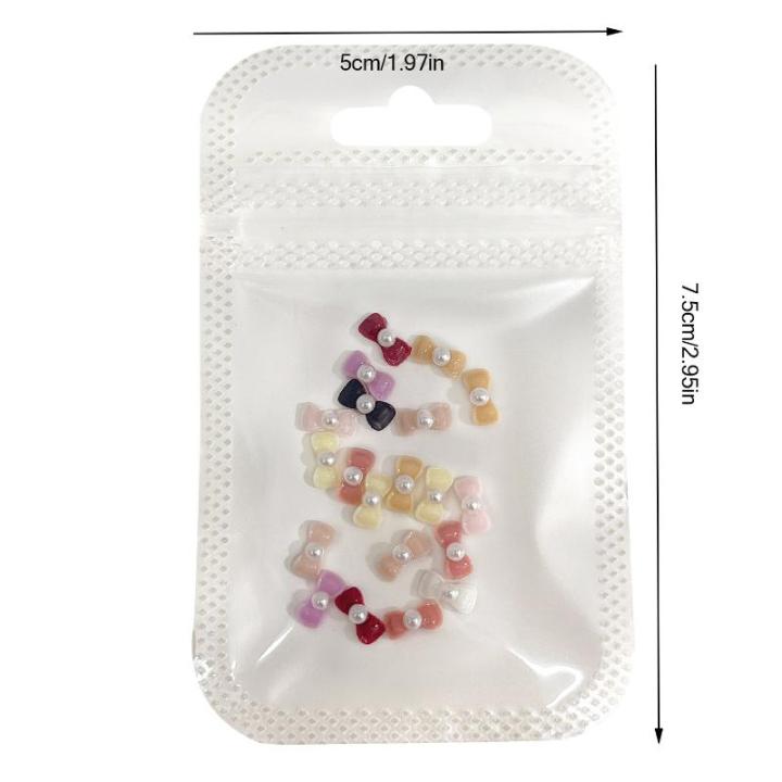 20Pcs Solid Color Minimalist Pearl Bows Nail Charms Bowknots Mini Resin ...