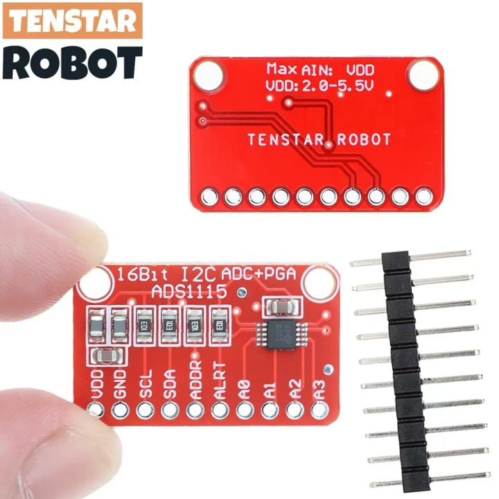 TENSTAR ADS1115 Module Red Board 16 Bit I2C ADC 4 Channel with Pro Gain ...