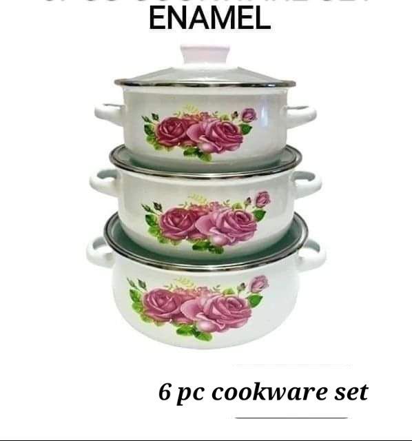 6 pc enamel cookware set kitchen set | Daraz.lk
