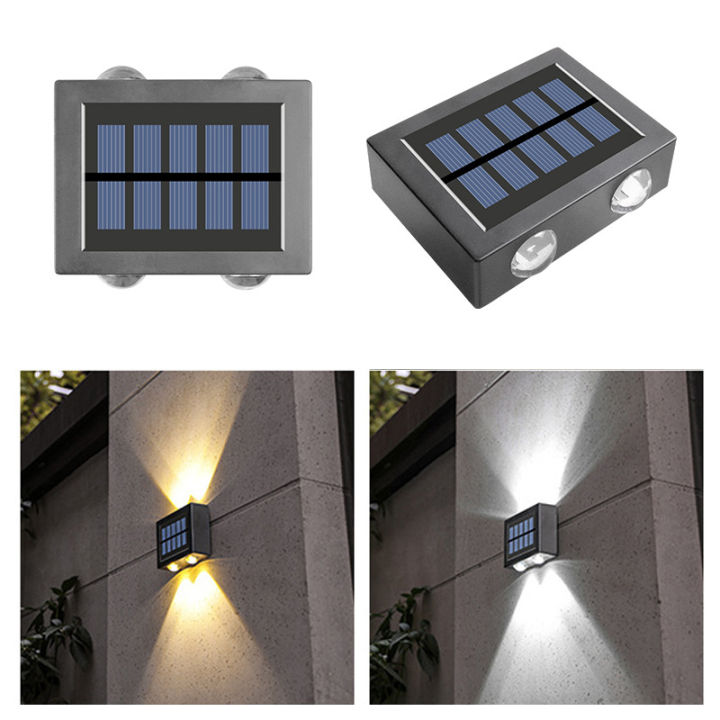 LED Solar Wall Lamp Outdoor Lighting Waterproof Up And Down Glowing ...