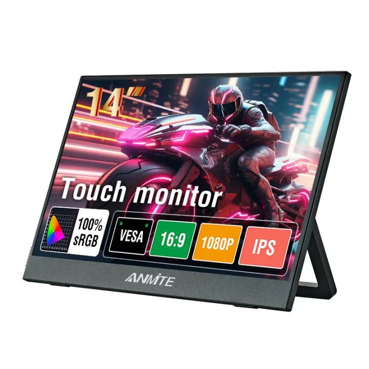 Anmite 14 Inch Touch Screen Portable Monitor 100%sRGB 300cd/m2 Gaming ...