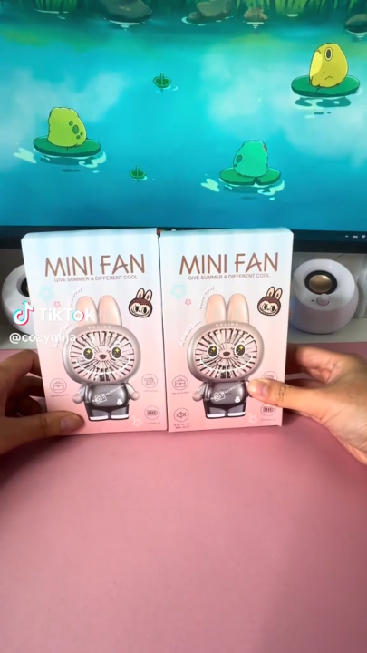 Cute Labubu Character Mini Portable Rechargeable USB Fan for Kids ...