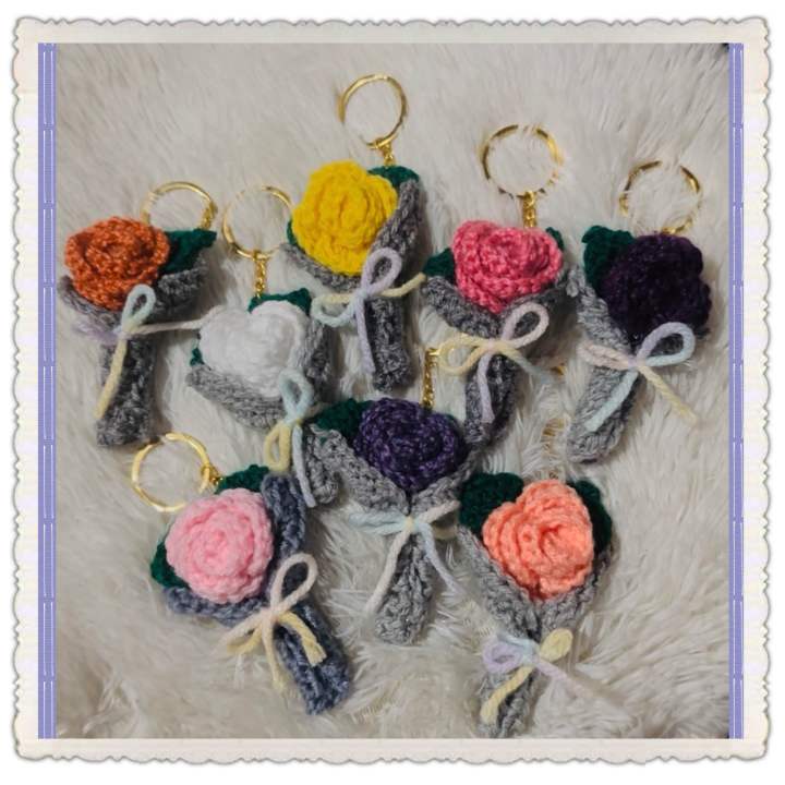 Crochet mini rose keychain (1 pc assorted) | Daraz.com.np