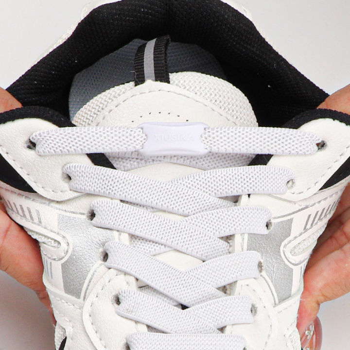 Elastic Laces for Sneakers No Tie Shoe Laces Flat 8mm Widened Shoelaces ...