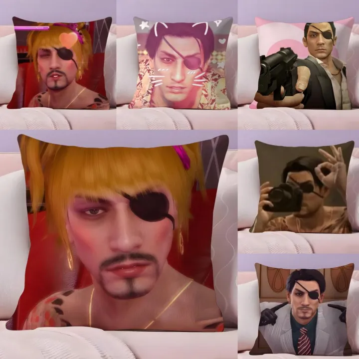 Goro majima yakuza meme Pillow Case Silky Short Plush with Invisible ...