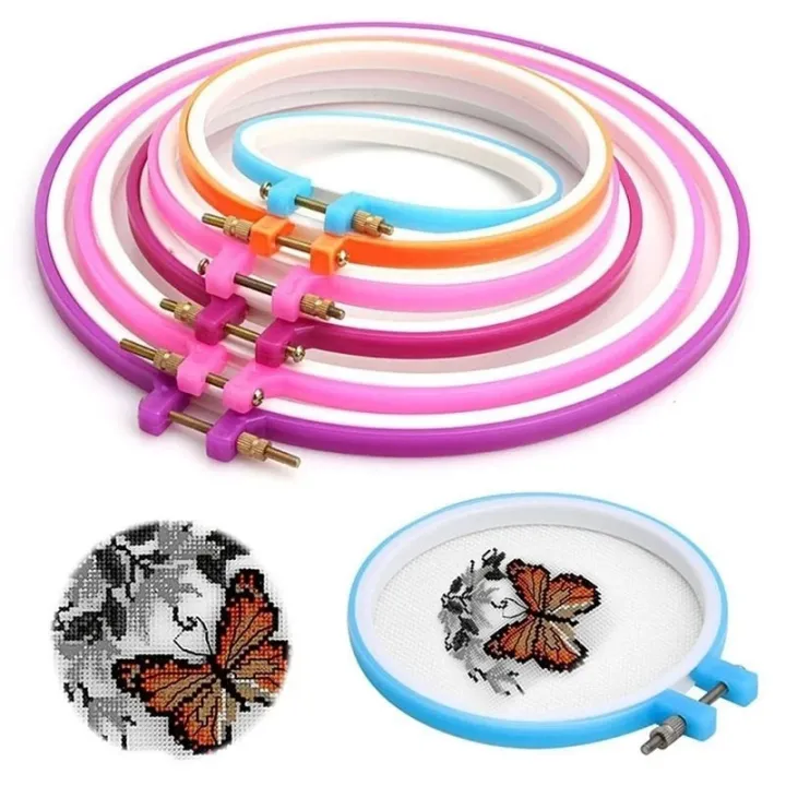 Plastic Handy Cross Stitch Machine Embroidery Hoop Ring Bamboo Frame ...