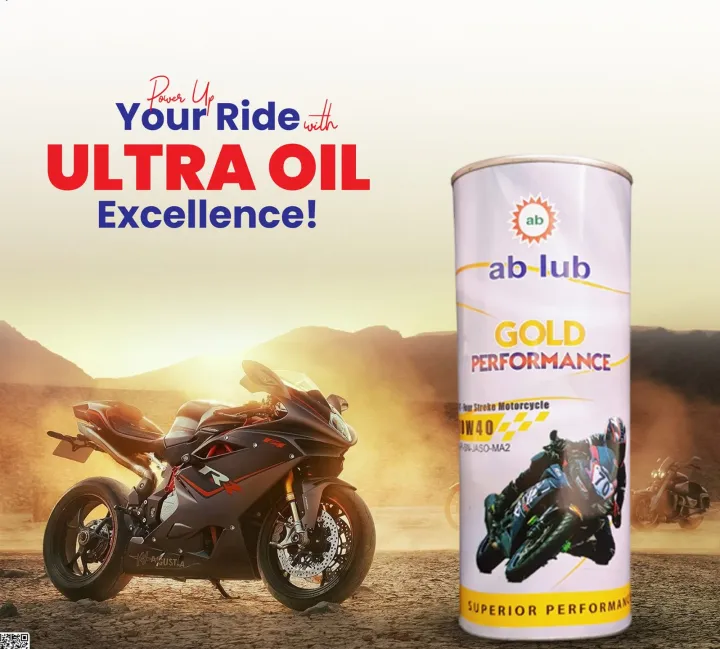 Motorcycle Engine Oil AB Lube 10w40 4T Semi Synthetic Gold Performance ...