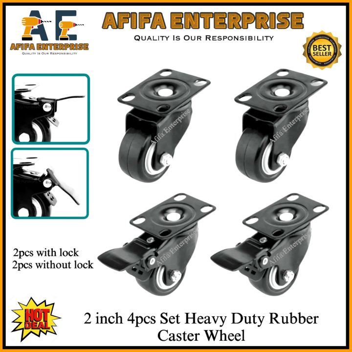 2inch 4pcs (1set/2pcs with break+2pcs without break) Heavy Duty Rubber ...